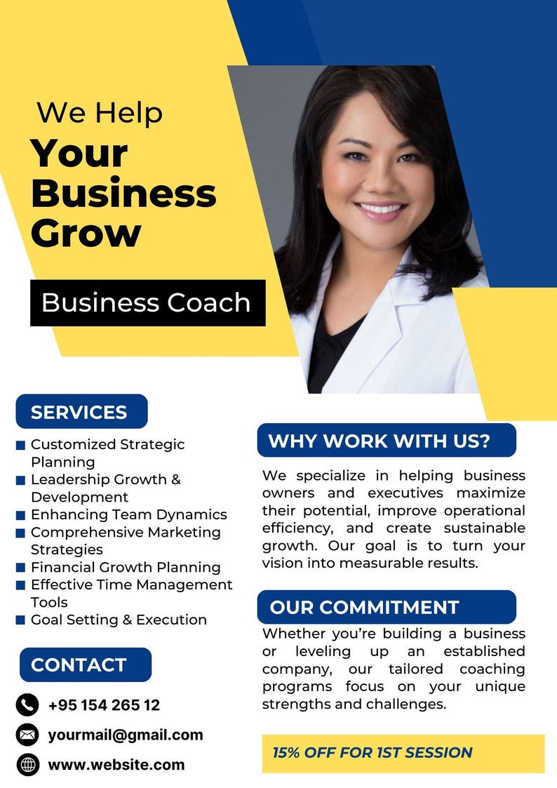 Business Coach Flyer, DIY Flyer Template Design, Business Coaching ...