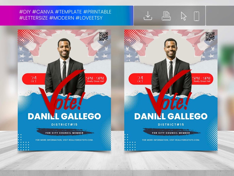 ELECTION CAMPAIGN Flyer Diy Editable Canva Template, Printable & Social ...