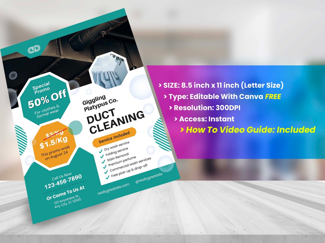 AIR DUCT CLEANING Flyer Diy Editable Canva Template, Printable & Social ...