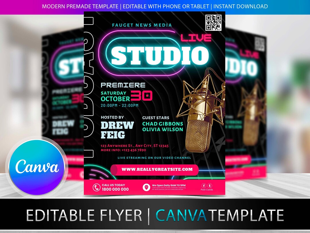 MUSIC STUDIO FLYER Diy Editable Canva Template, Printable & Social ...