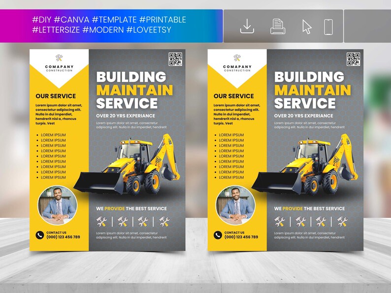 BUILDING MAINTENANCE SERVICE Flyer, Diy Editable Canva Template ...