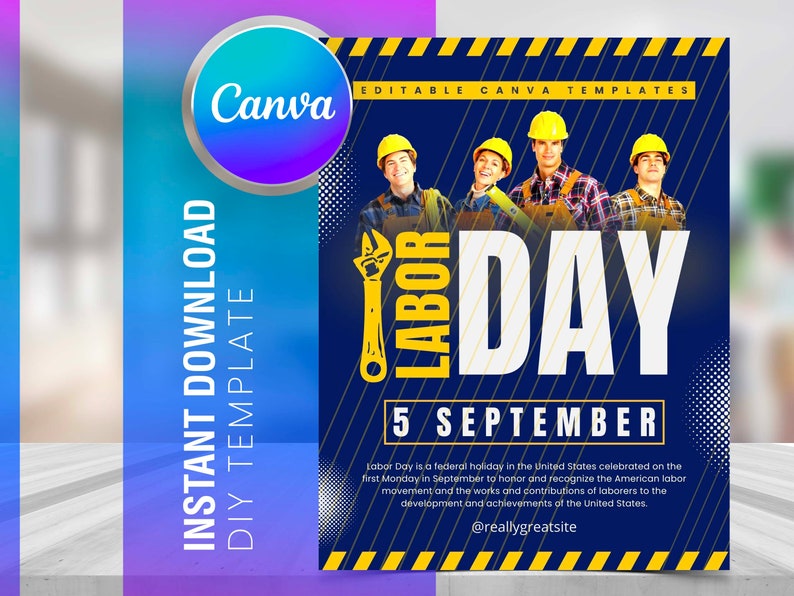 LABOR DAY FLYER Diy, Editable Canva Template, Printable & Social Media ...
