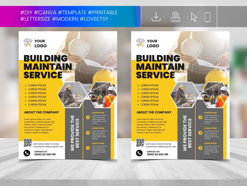 BUILDING MAINTENANCE SERVICE Flyer, Diy Editable Canva Template ...