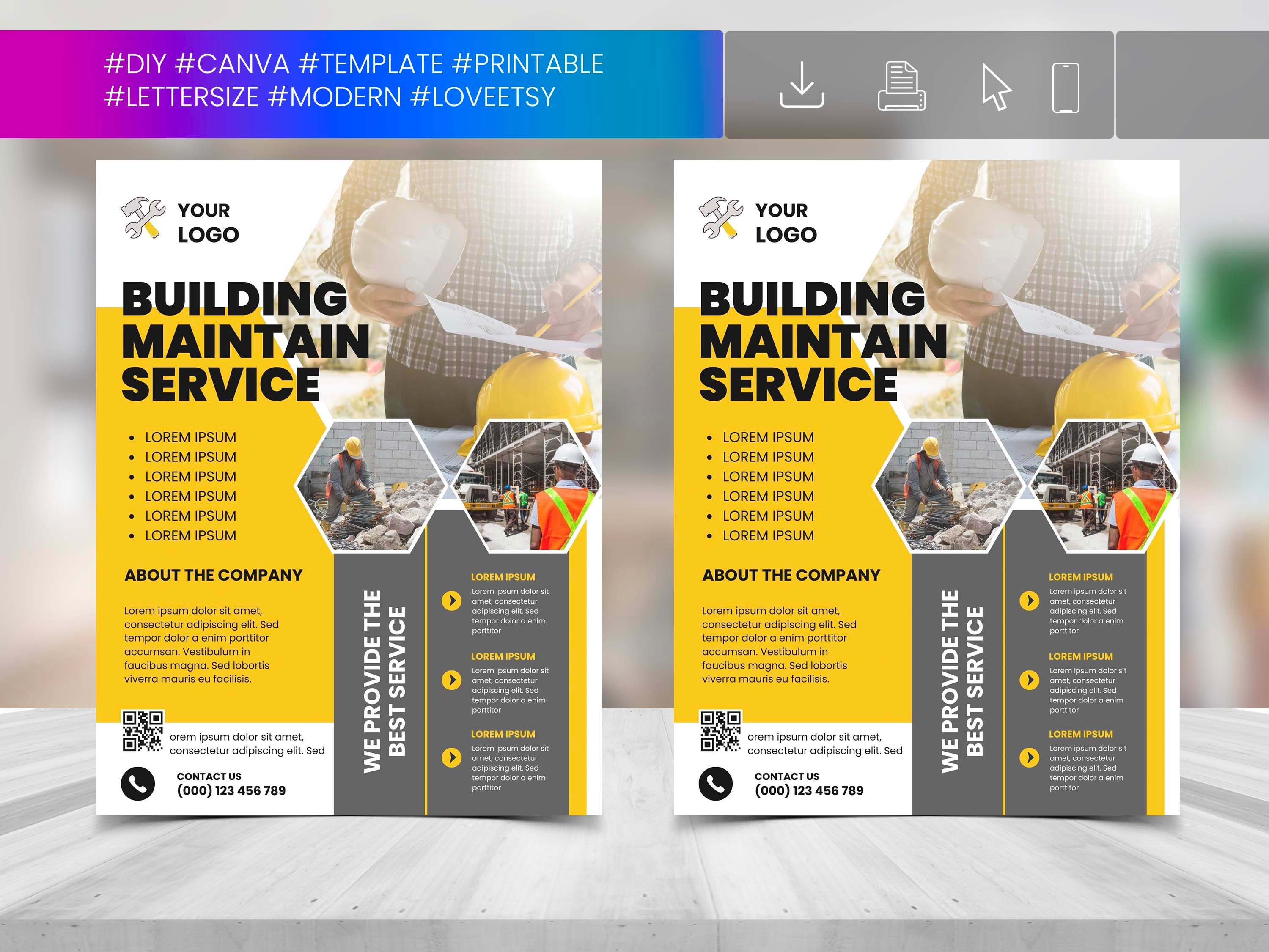 BUILDING MAINTENANCE SERVICE Flyer, Diy Editable Canva Template ...