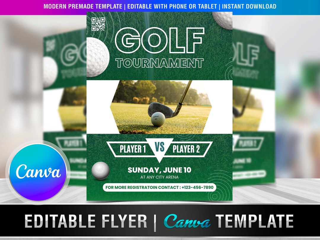 GOLF TOURNAMENT FLYERS Diy Editable Canva Template, Printable & Social ...