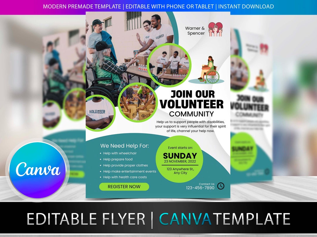 VOLUNTEERS FLYERS Diy Editable Canva Template, Printable & Social Media ...