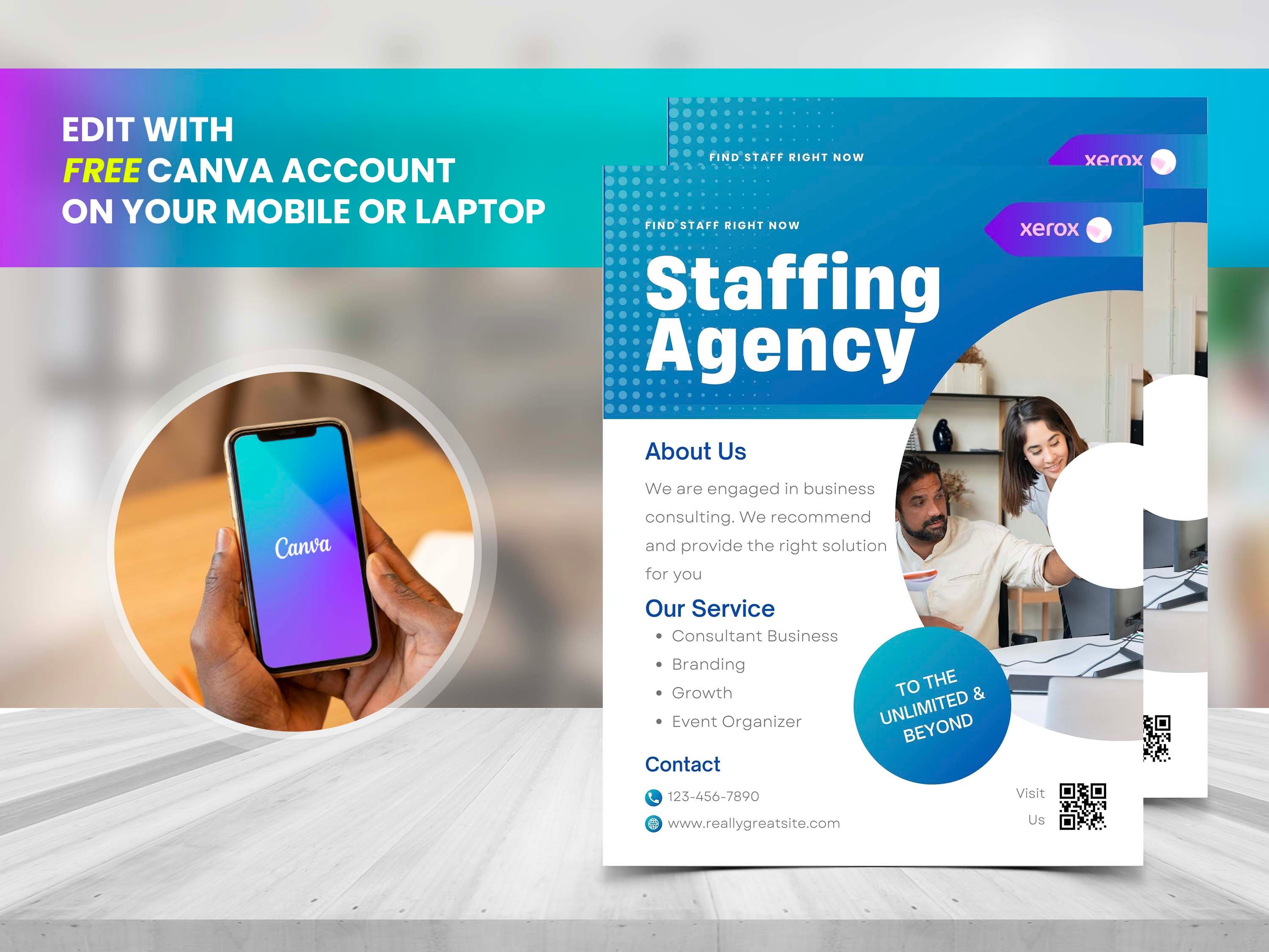 STAFFING AGENCY FLYER Diy Editable Canva Template, Printable & Social ...