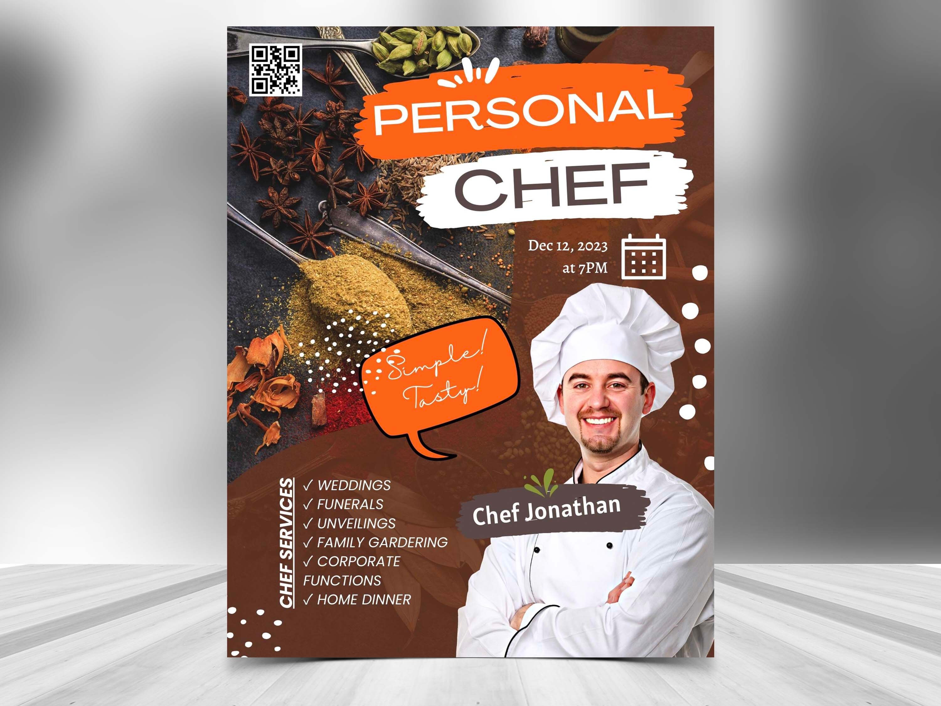 PERSONAL CHEF FLYER Diy Editable Canva Template Printable & - Etsy