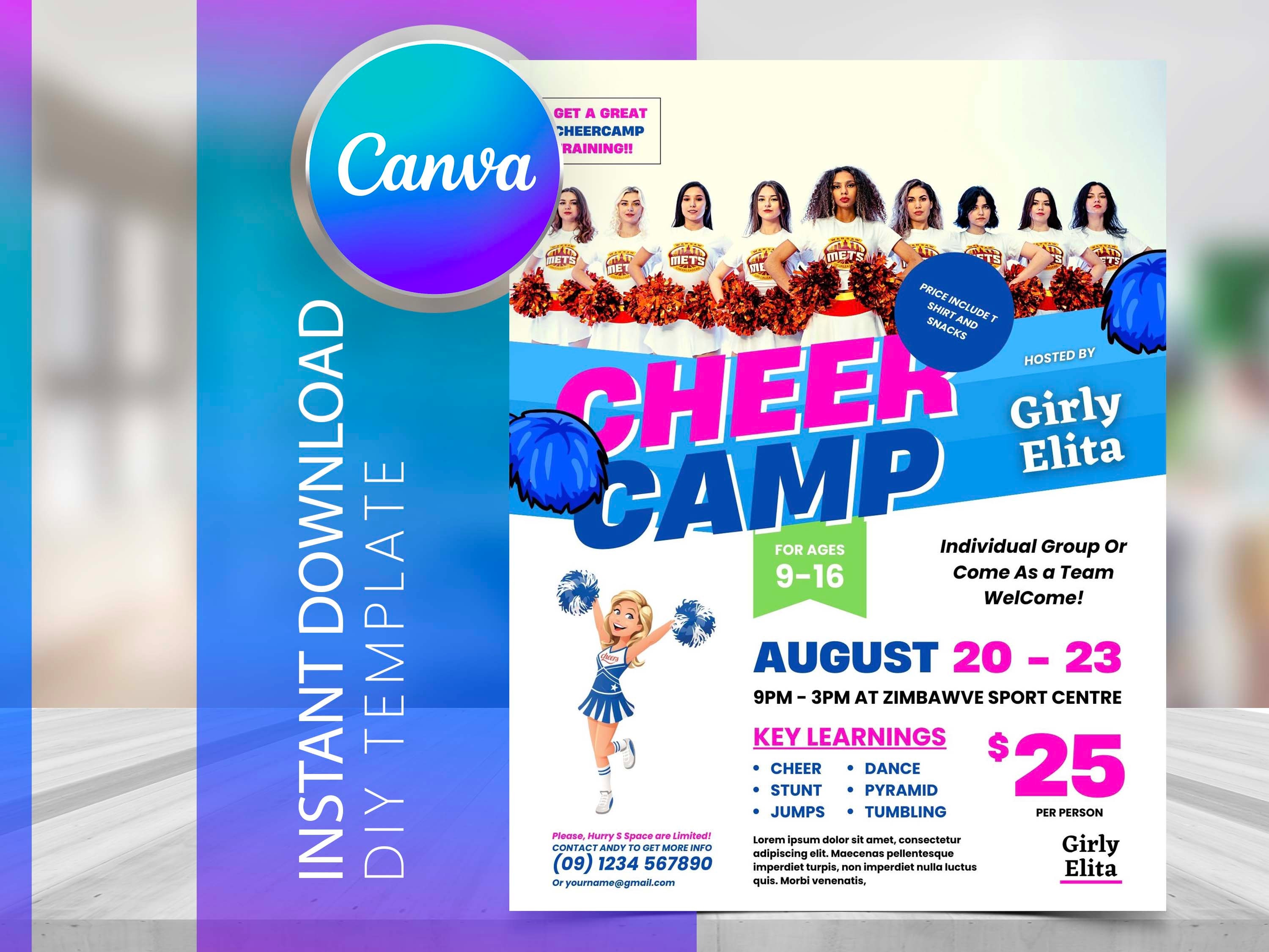 CEERLEADING COMPETITION FLYER Diy Editable Canva Template, Printable ...