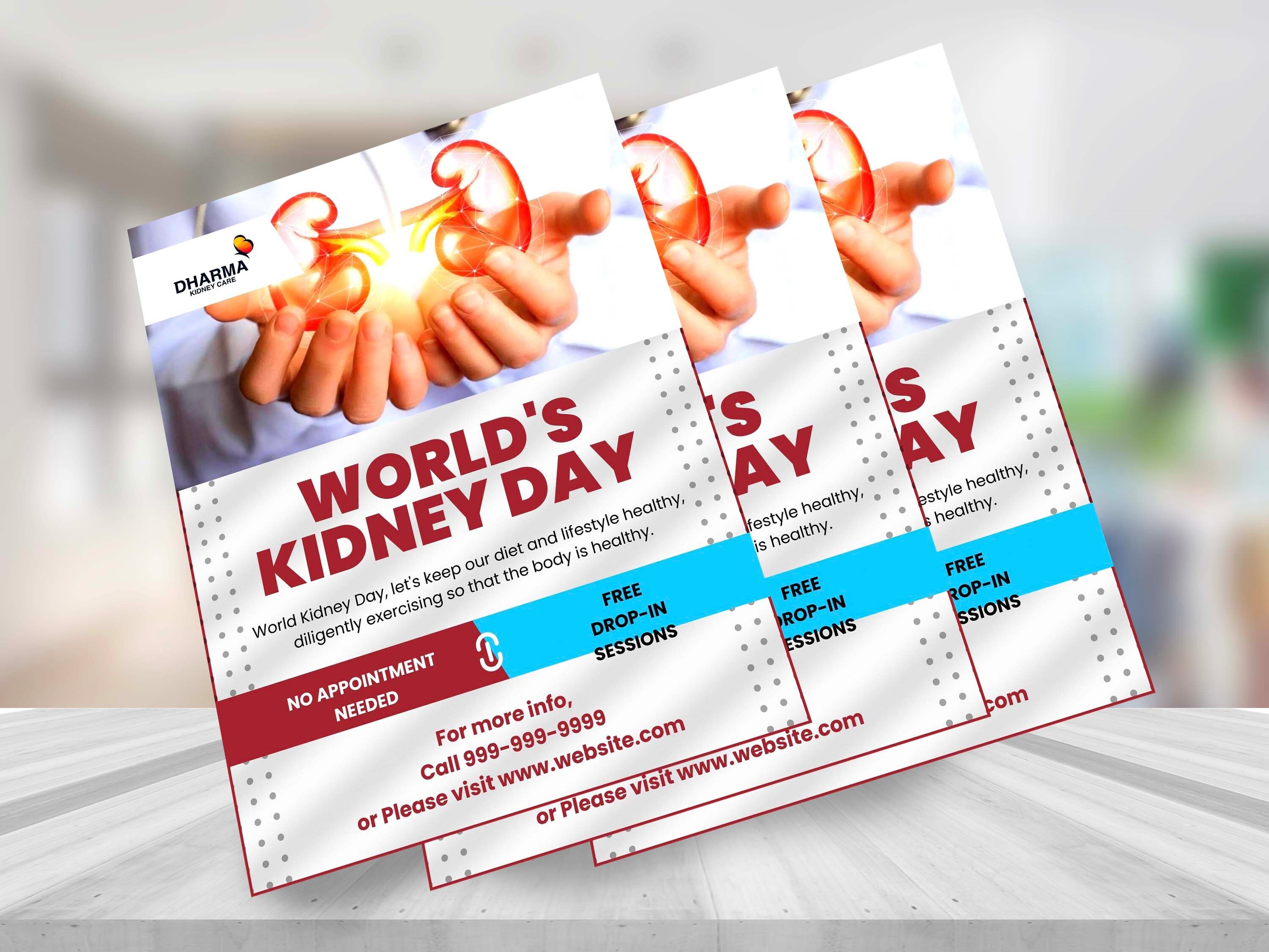 WORLD KIDNEY DAY Flyer Diy, Editable Canva Template, Printable & Social ...