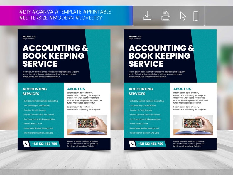ACCOUNT AND BOOKKEEPING Flyer Diy Editable Canva Template, Printable ...