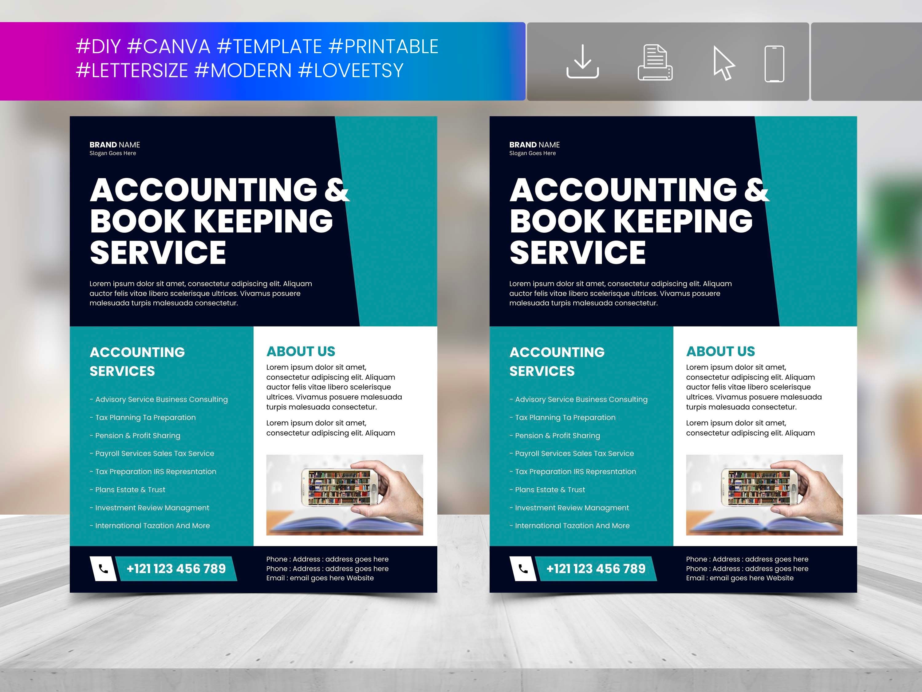 ACCOUNT AND BOOKKEEPING Flyer Diy Editable Canva Template, Printable ...