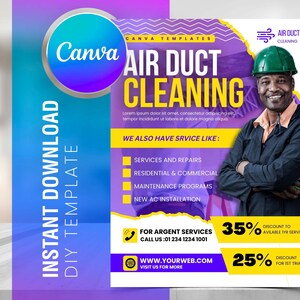 AIR DUCT CLEANING Flyer Diy Editable Canva Template, Printable & Social ...