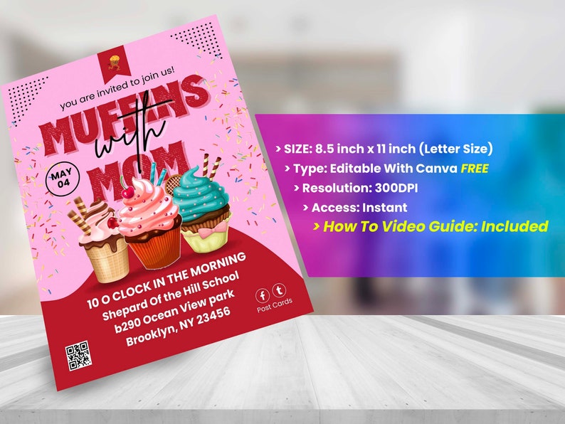 MUFFIN MOM FLYER Diy, Editable Canva Template, Printable & Social Media ...