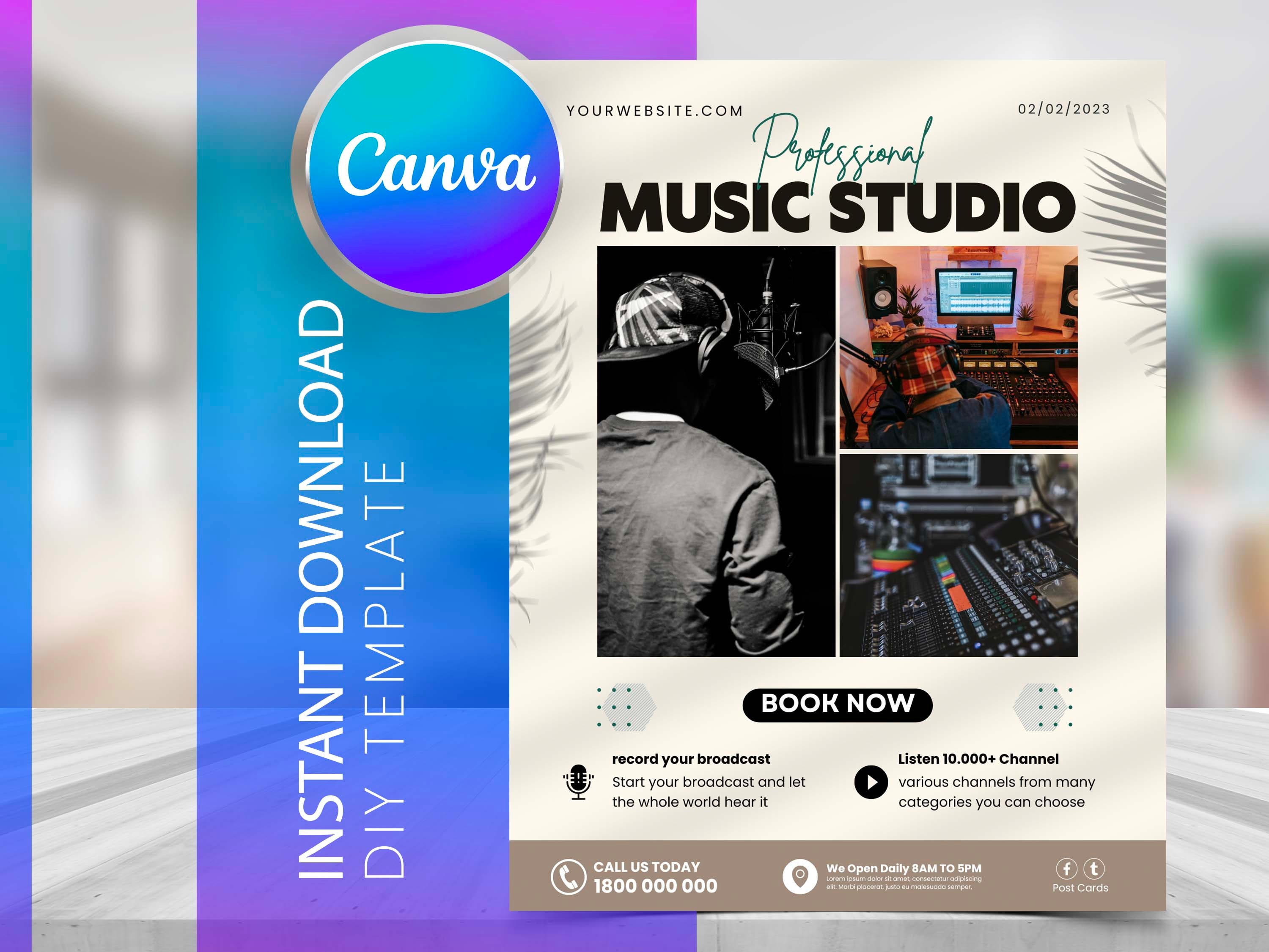 MUSIC STUDIO FLYER Diy Editable Canva Template, Printable & Social ...