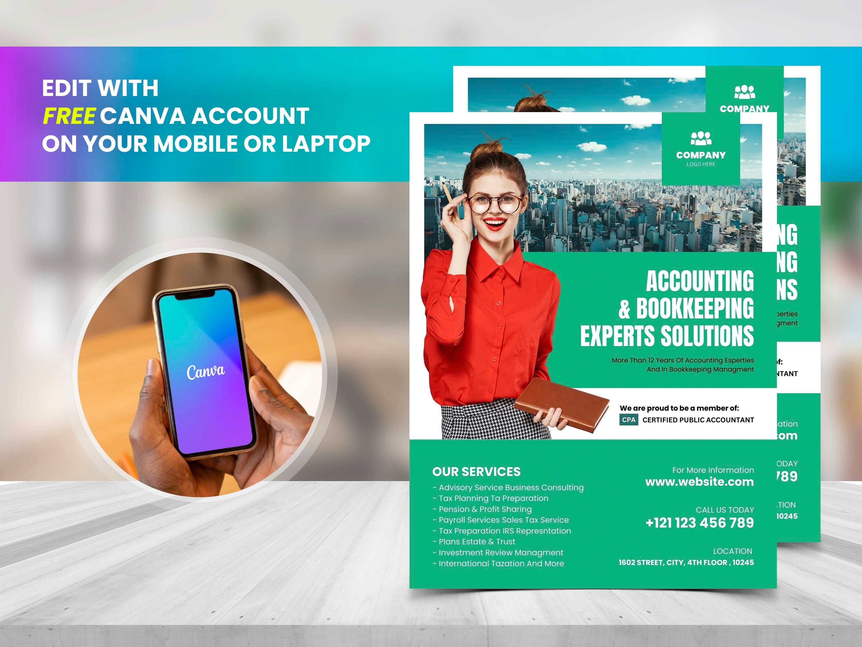 ACCOUNT AND BOOKKEEPING Flyer Diy Editable Canva Template, Printable ...