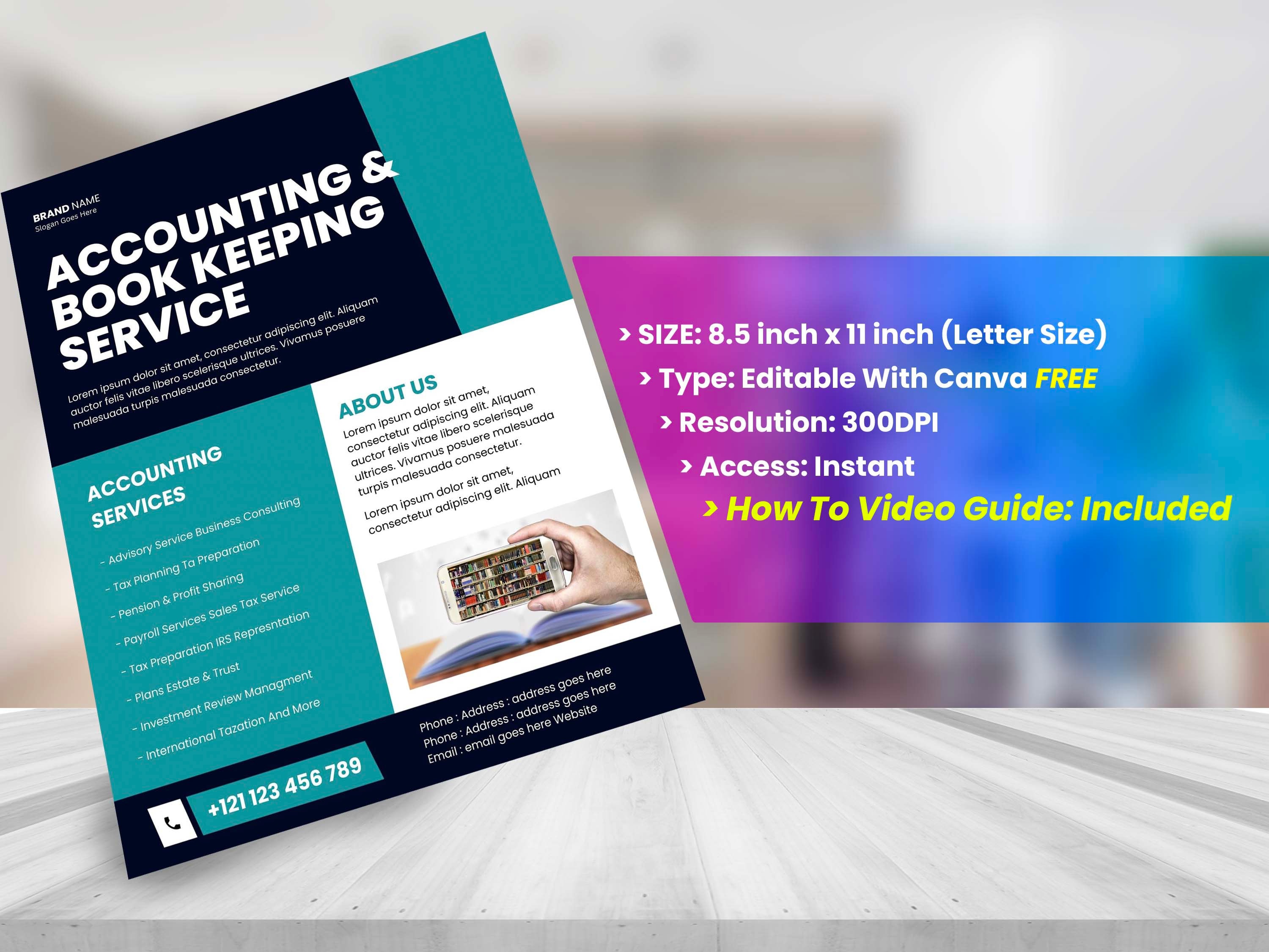 ACCOUNT AND BOOKKEEPING Flyer Diy Editable Canva Template, Printable ...