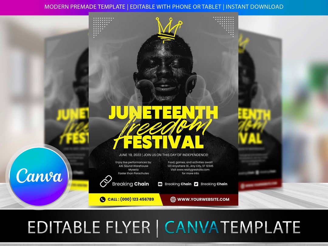 JUNETEENTH FLYER DIY Editable Canva Template, Printable & Social Media ...