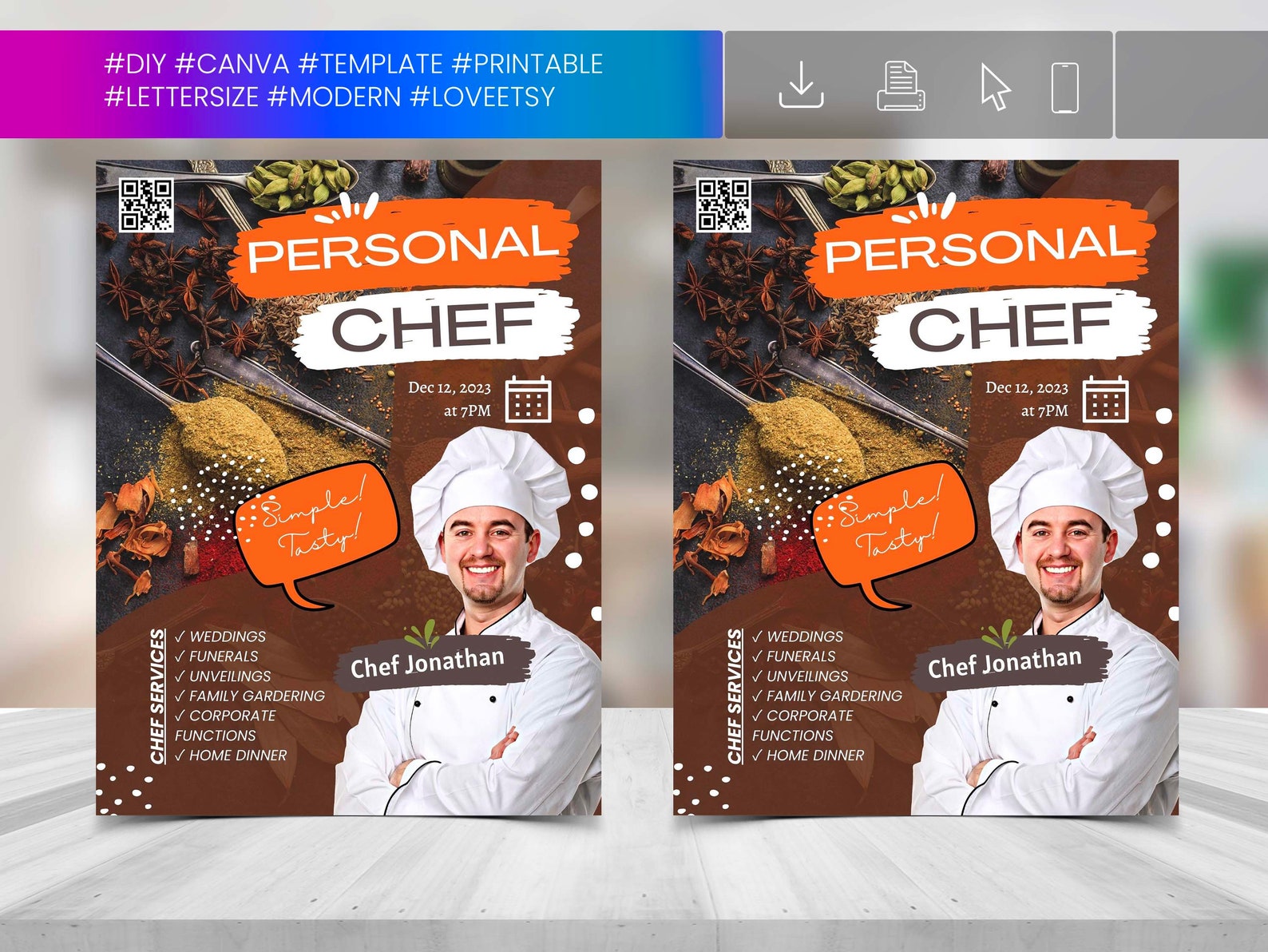 PERSONAL CHEF FLYER Diy, Editable Canva Template, Printable & Social ...