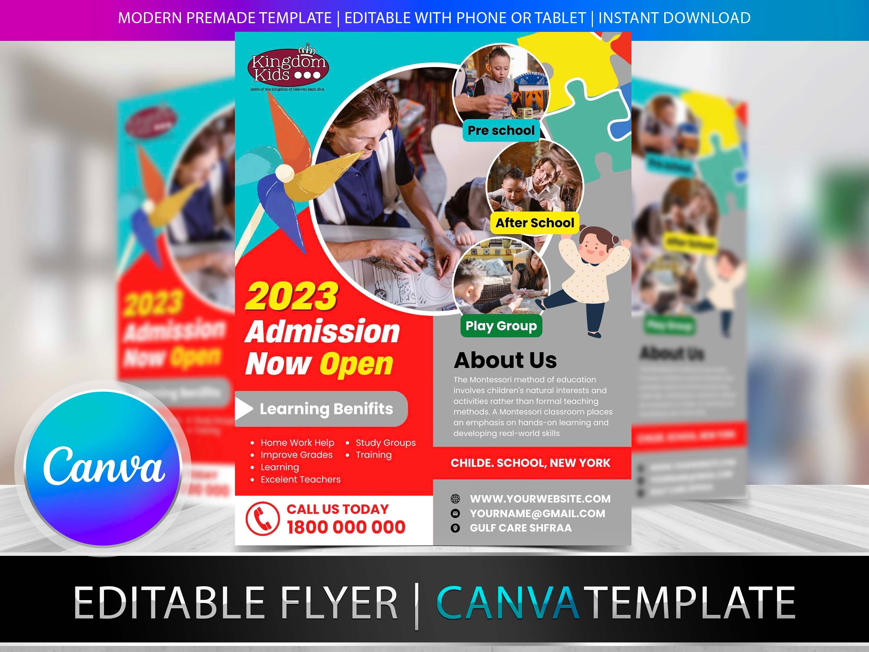 MONTESSORI FLYER DIY Editable Canva Template, Printable & Social Media ...