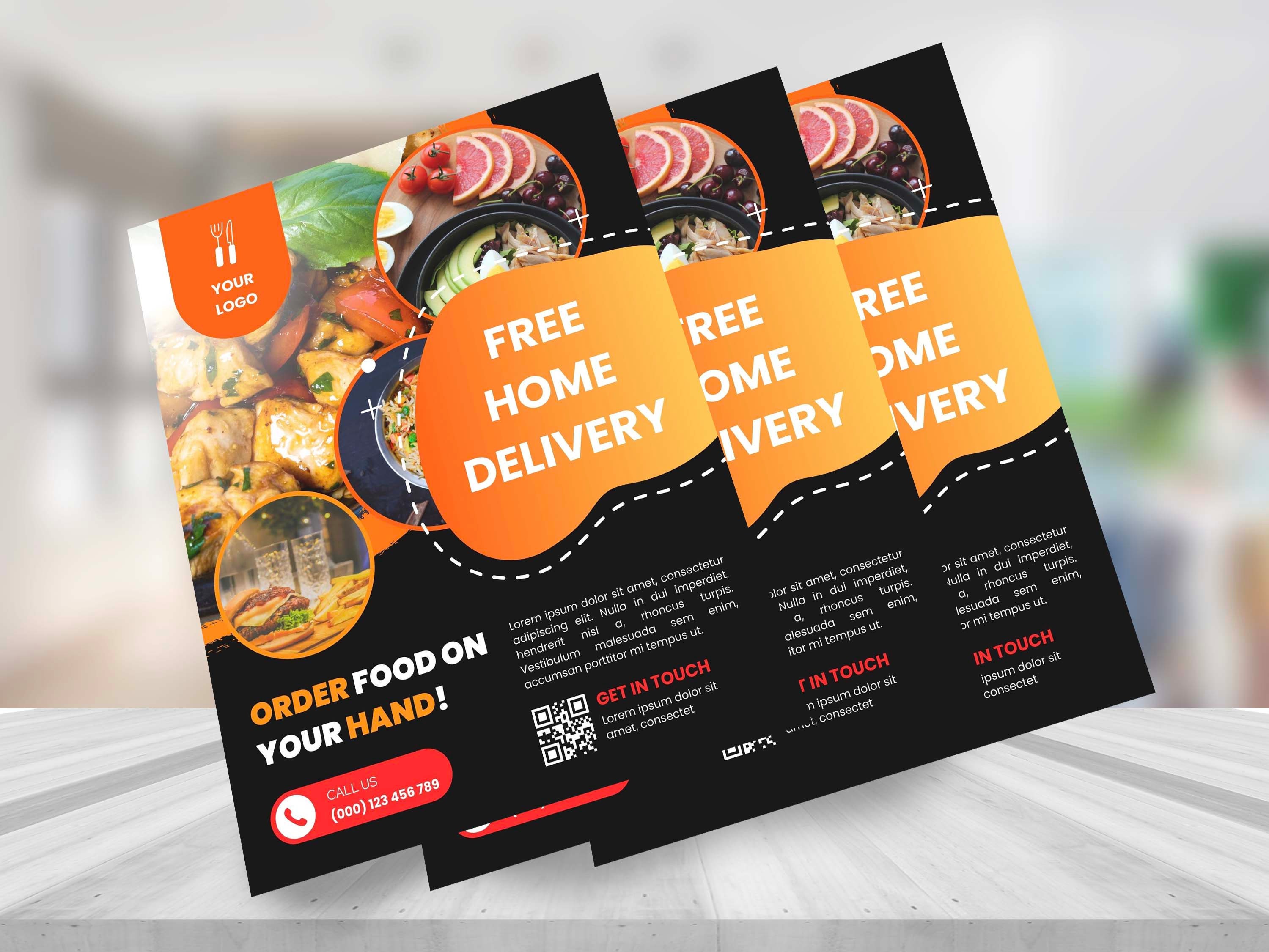 FOOD DELIVERY FLYER, Diy Editable Canva Template, Printable & Social ...