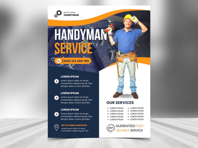 HANDYMAN SERVICE FLYER Diy Editable Canva Template Printable - Etsy