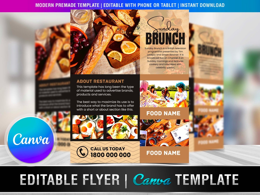 SUNDAY BRUNCH FLYER Diy, Editable Canva Template, Printable & Social ...