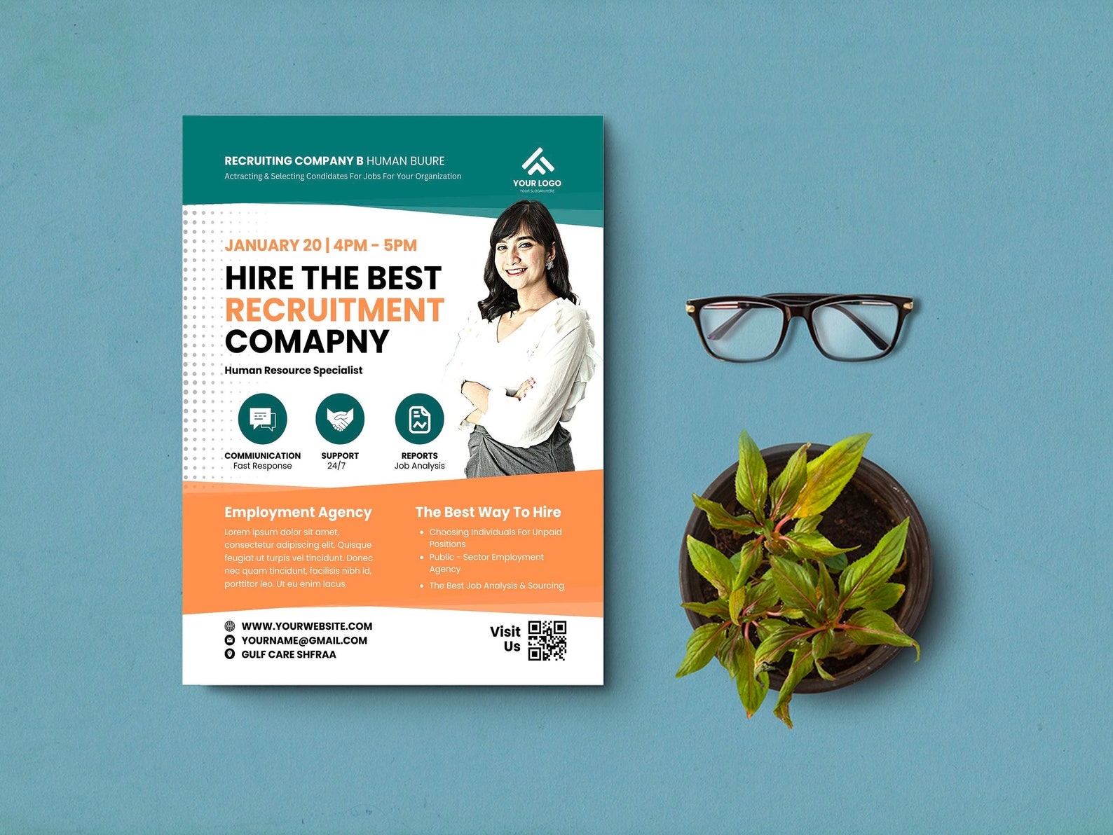RECRUITMENT FLYER Diy Editable Canva Template, Printable & Social Media ...