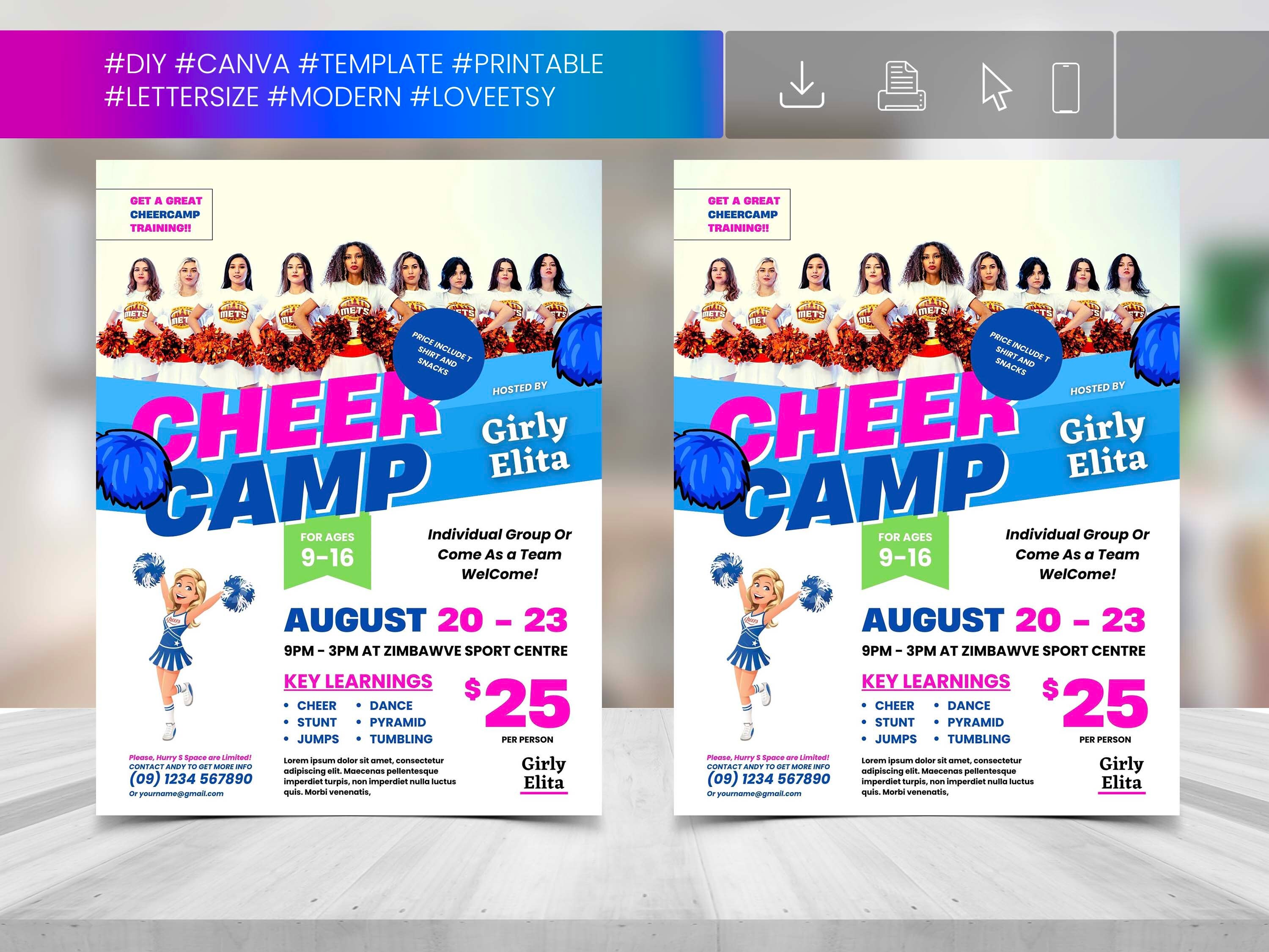 CEERLEADING COMPETITION FLYER Diy Editable Canva Template, Printable ...