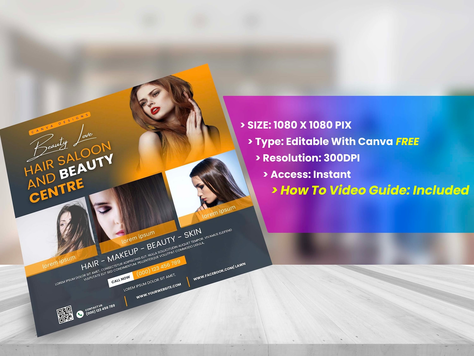HAIR SALOON FLYER Diy Editable Canva Template, Printable & Social Media ...