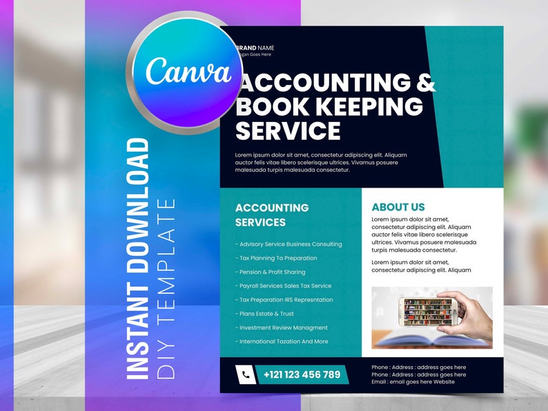 ACCOUNT AND BOOKKEEPING Flyer Diy Editable Canva Template, Printable ...