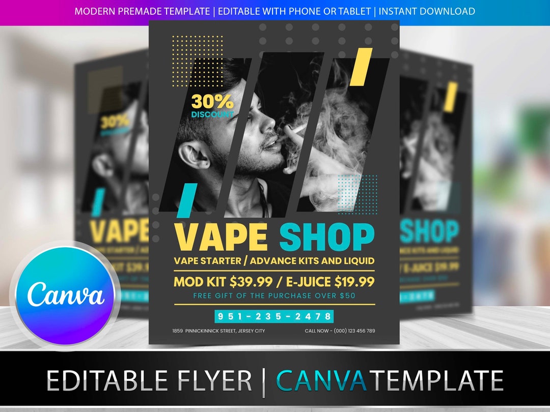 SMOKE SHOP FLYER Diy Editable Canva Template, Printable & Social Media ...