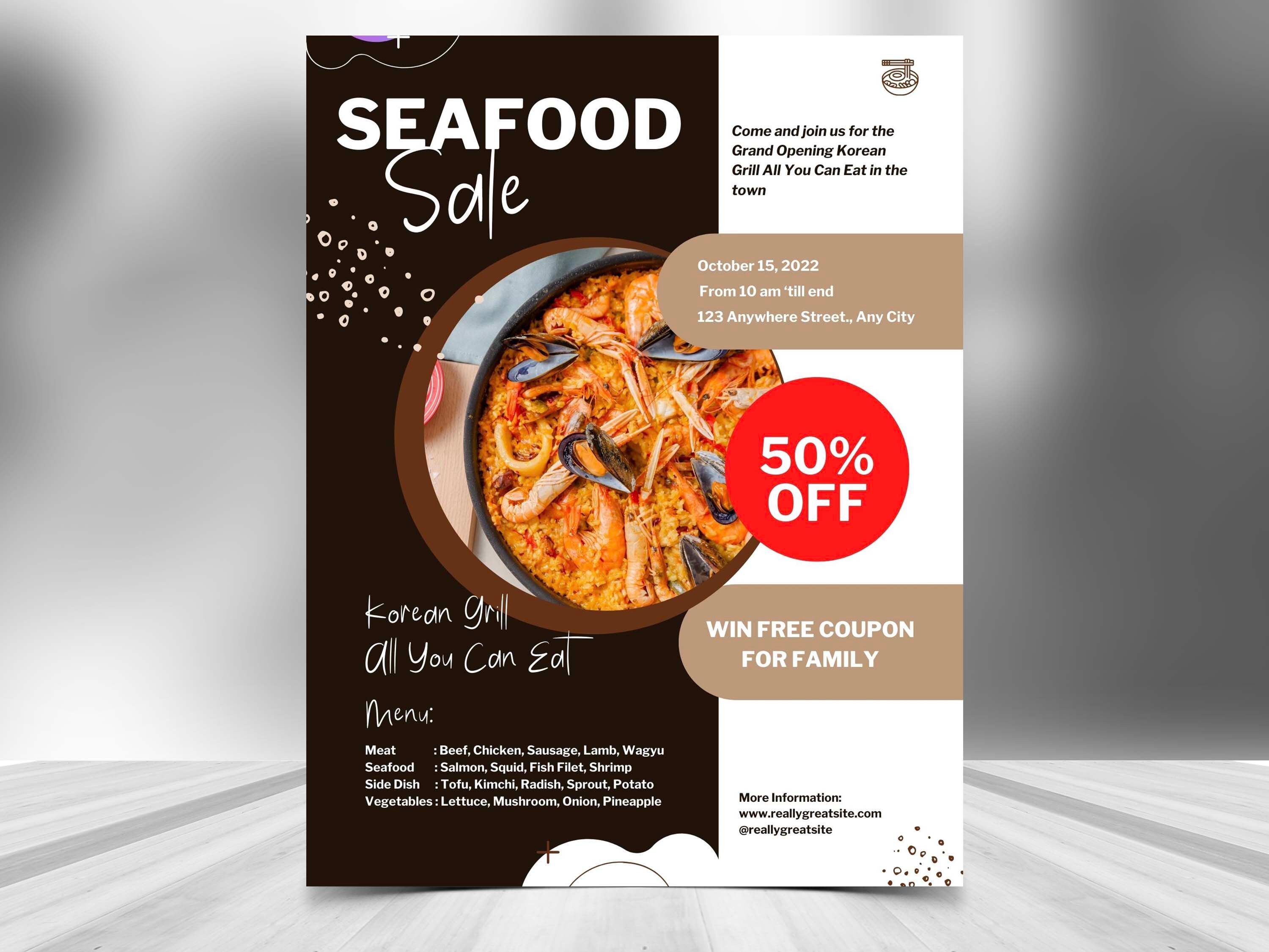 SEA FOOD SALE Flyer Diy Editable Canva Template, Printable & Social ...