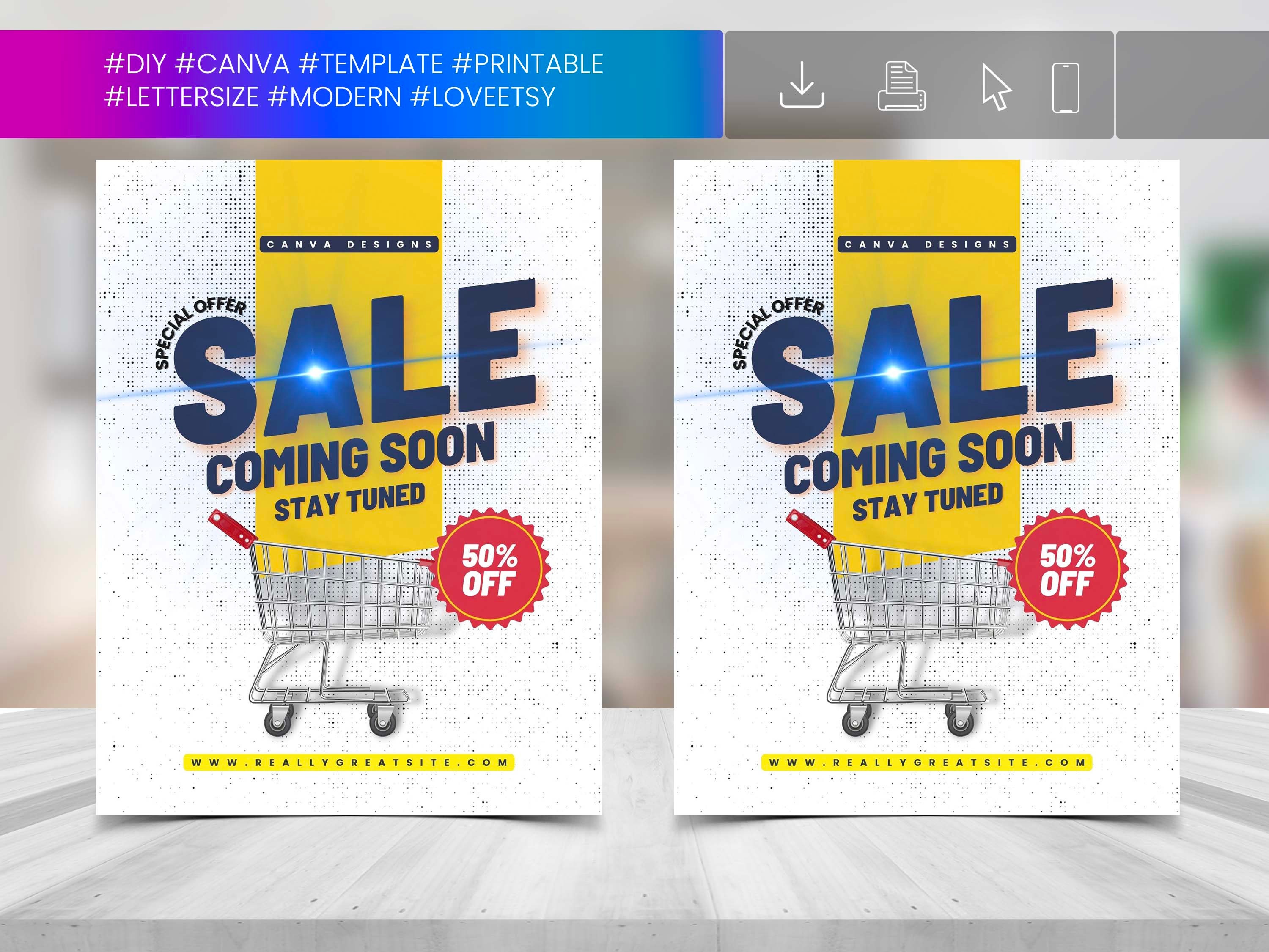 SALE FLYER TEMPLATE, Diy Editable Canva Template, Printable & Social ...