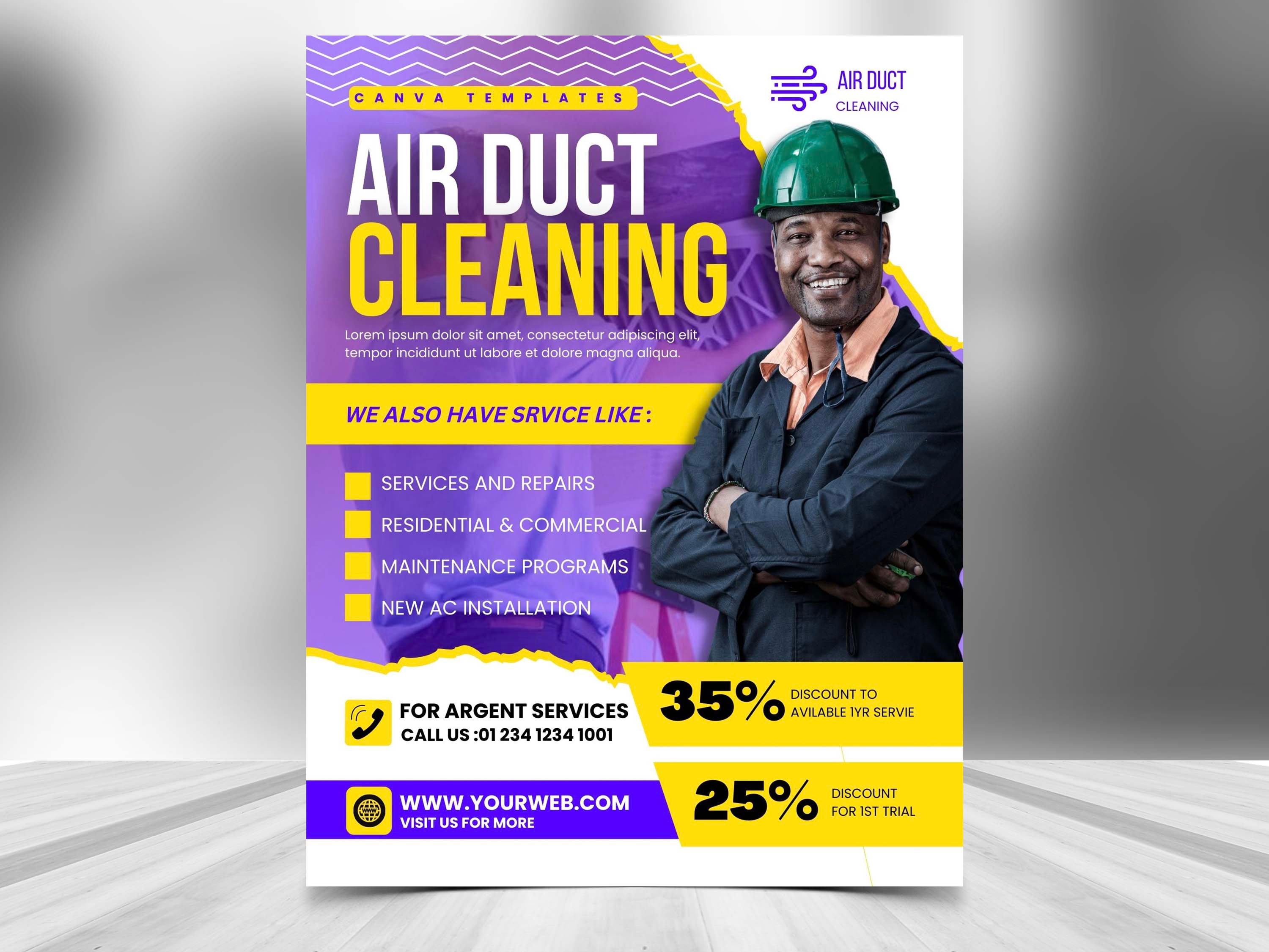 AIR DUCT CLEANING Flyer Diy Editable Canva Template, Printable & Social ...