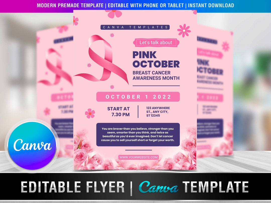 BREAST CANCER FLYER Diy Editable Canva Template, Printable & Social ...