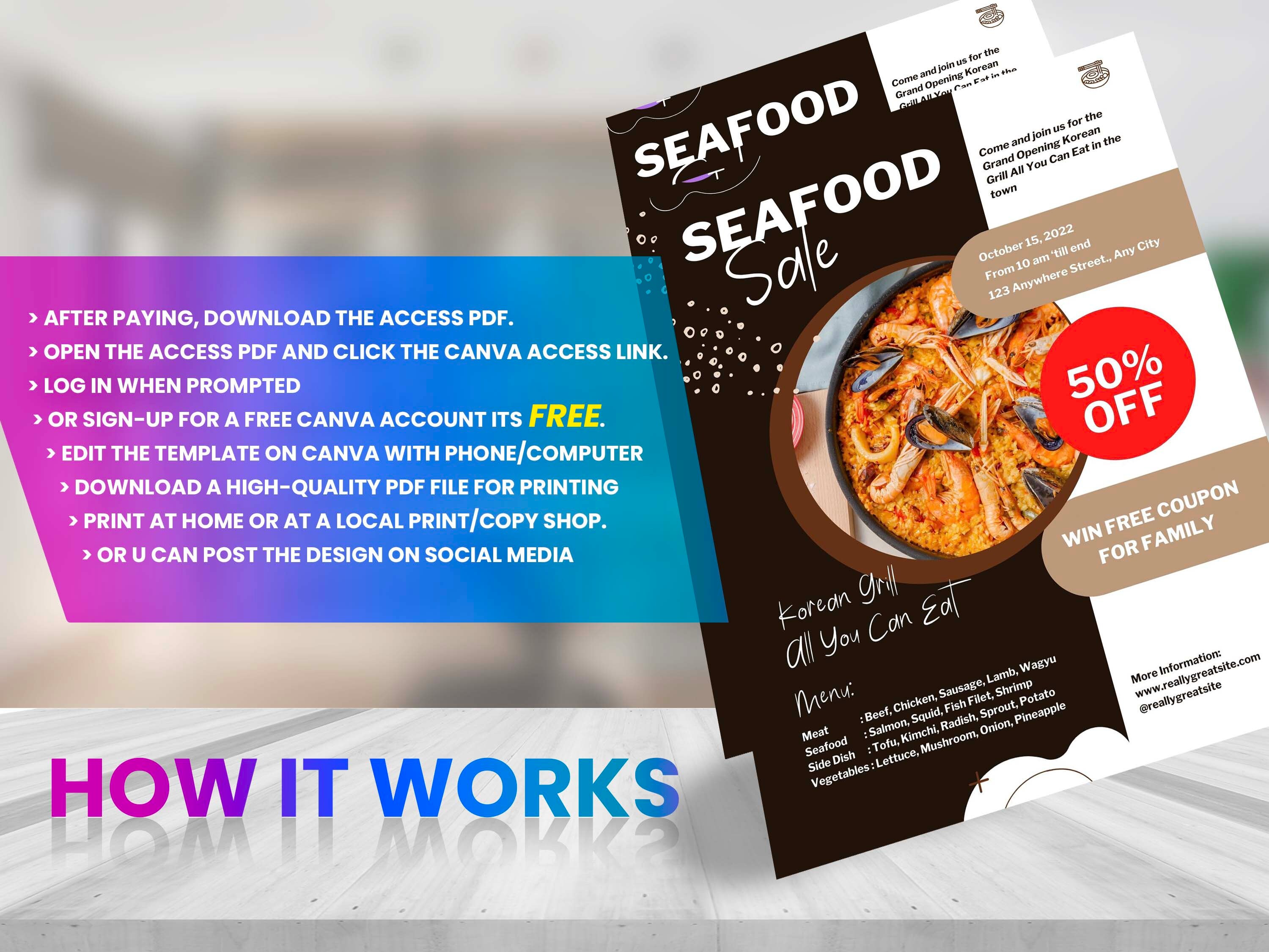 SEA FOOD SALE Flyer Diy Editable Canva Template, Printable & Social ...