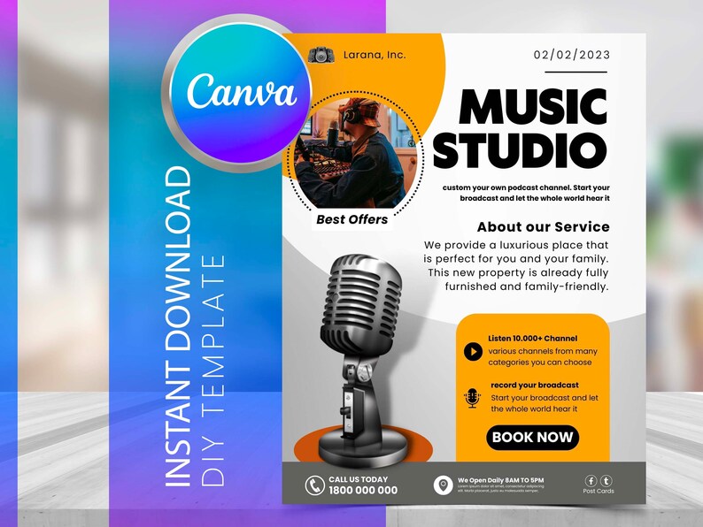 MUSIC STUDIO FLYER Diy Editable Canva Template, Printable & Social ...