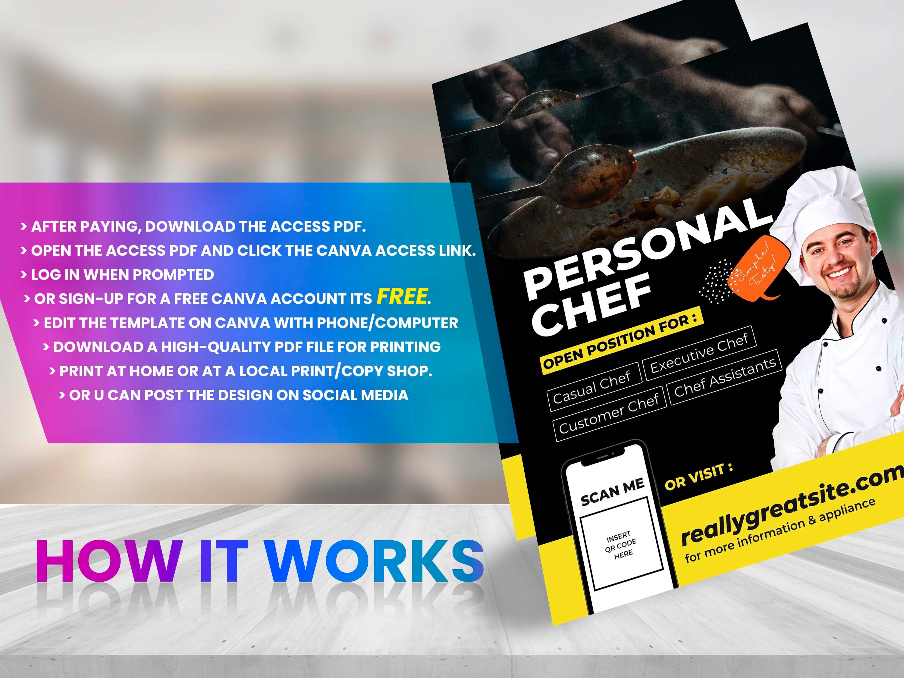 PERSONAL CHEF FLYER Diy, Editable Canva Template, Printable & Social ...