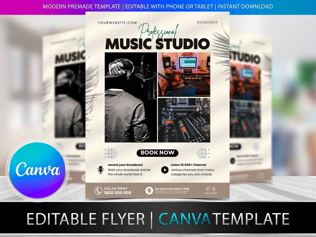 MUSIC STUDIO FLYER Diy Editable Canva Template, Printable & Social ...