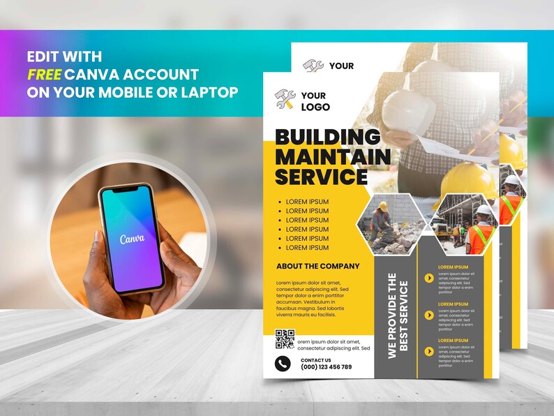 BUILDING MAINTENANCE SERVICE Flyer, Diy Editable Canva Template ...