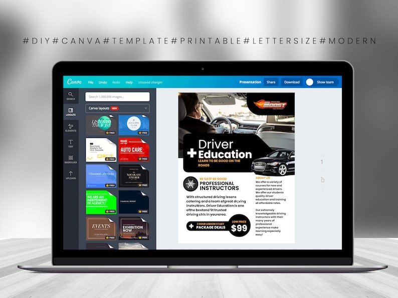 DRIVING SCHOOL SERVICE Flyer Diy Editable Canva Template, Printable ...