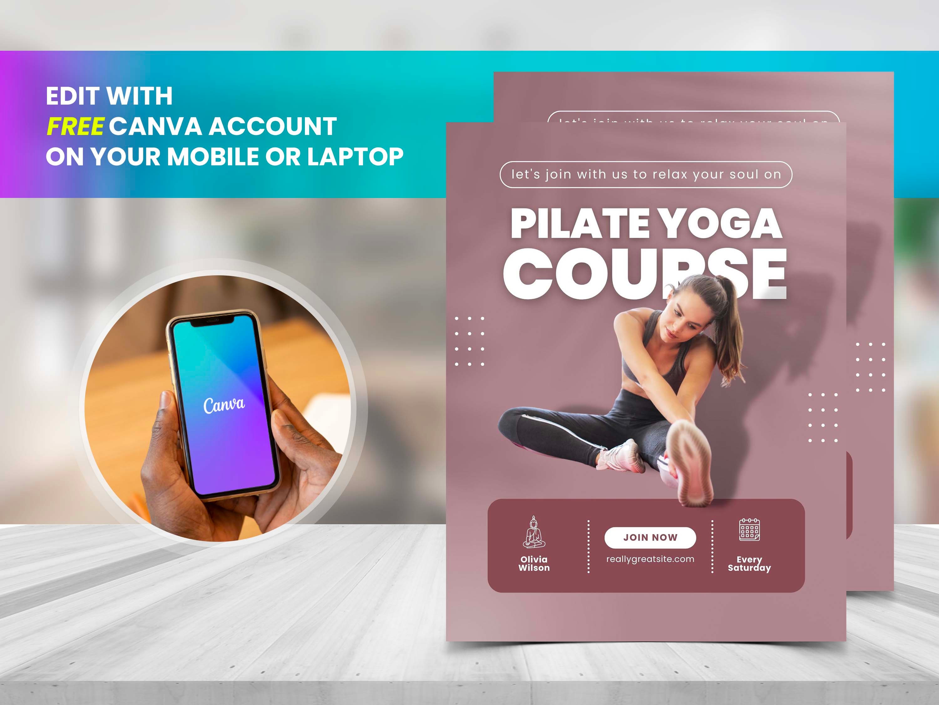 PILATE FLYER DIY Editable Canva Template, Printable & Social Media ...