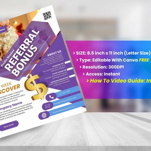 REFERRAL BONUS FLYERS Diy Editable Canva Template, Printable & Social ...
