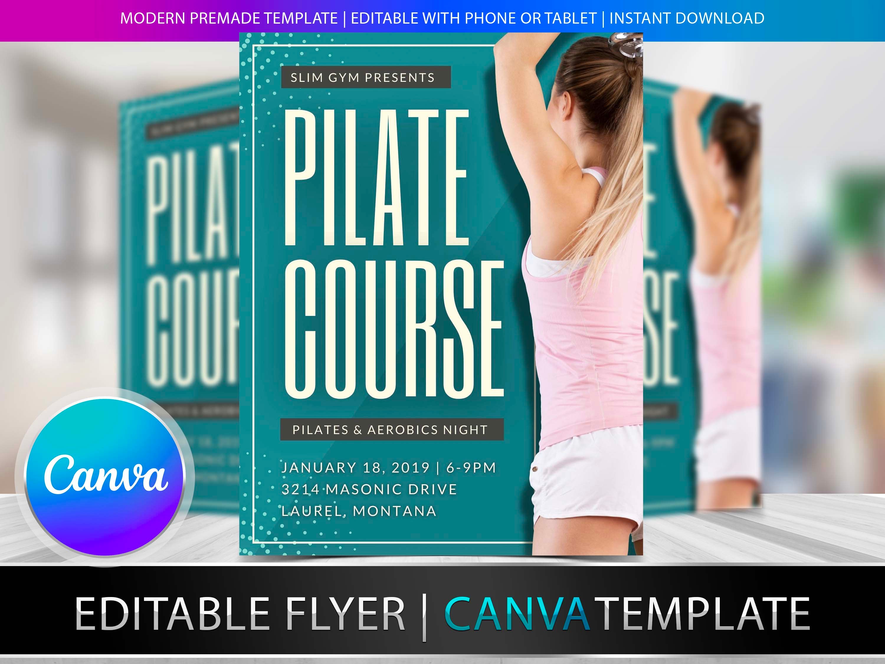 PILATE FLYER DIY Editable Canva Template, Printable & Social Media ...