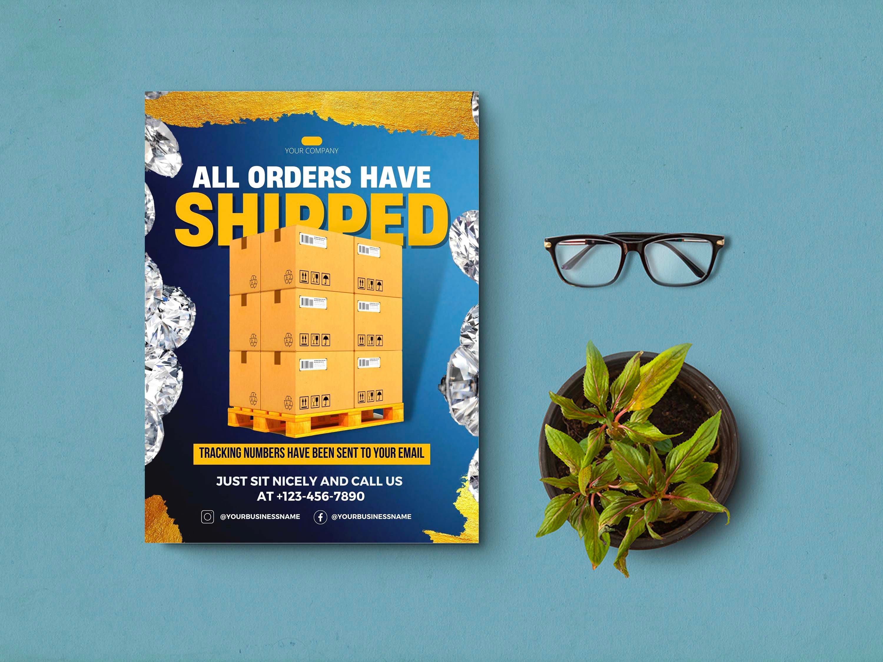 SHIPPED FLYER DIY, Editable Canva Template, Printable & Social Media ...