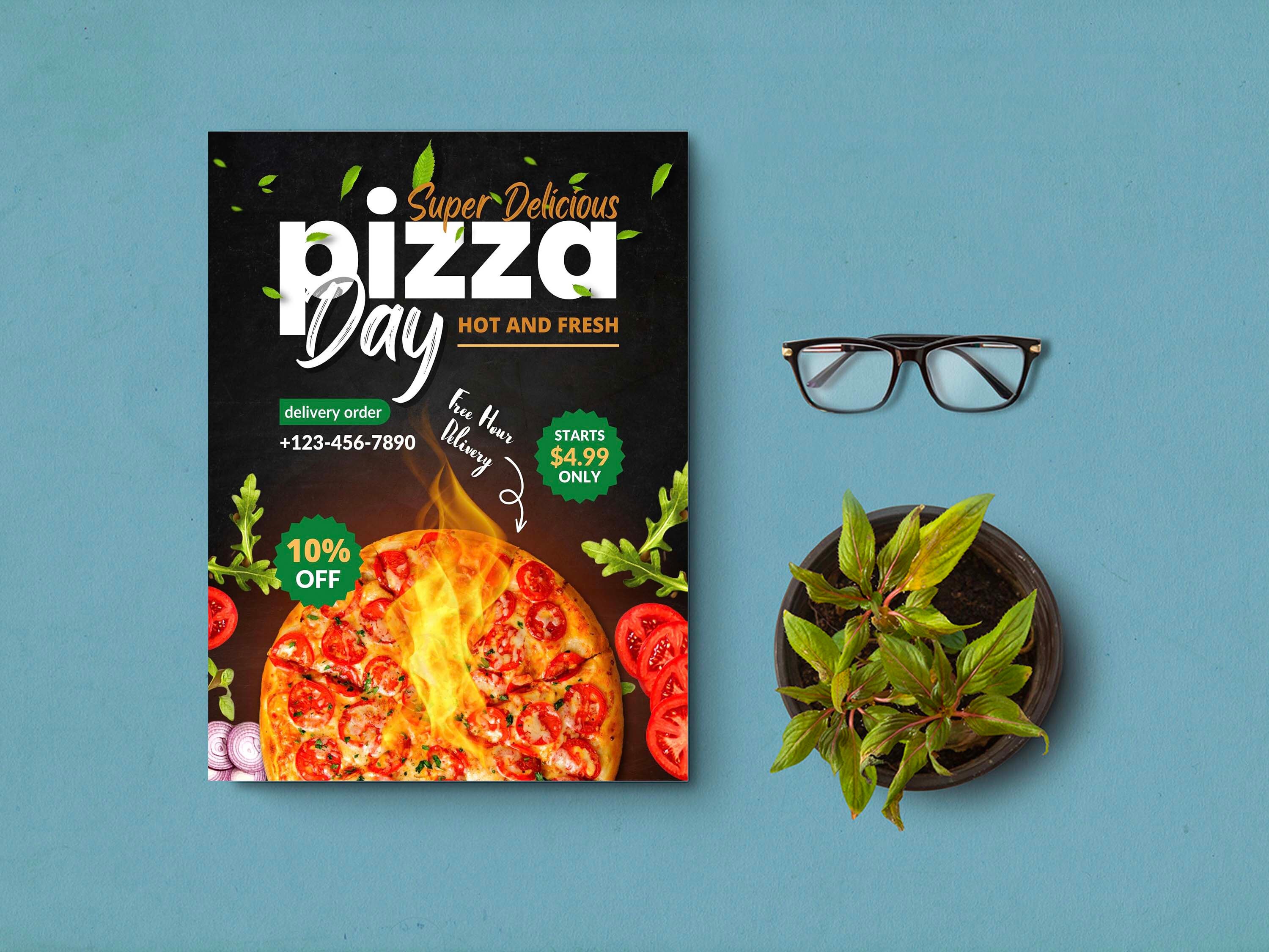 PIZZA DAY FLYER Diy Editable Canva Template, Printable & Social Media ...
