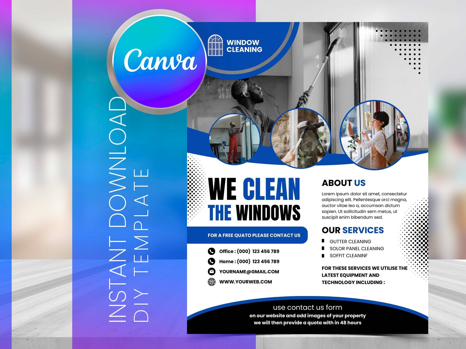 WINDOW CLEANING Flyer Diy Editable Canva Template Printable & - Etsy