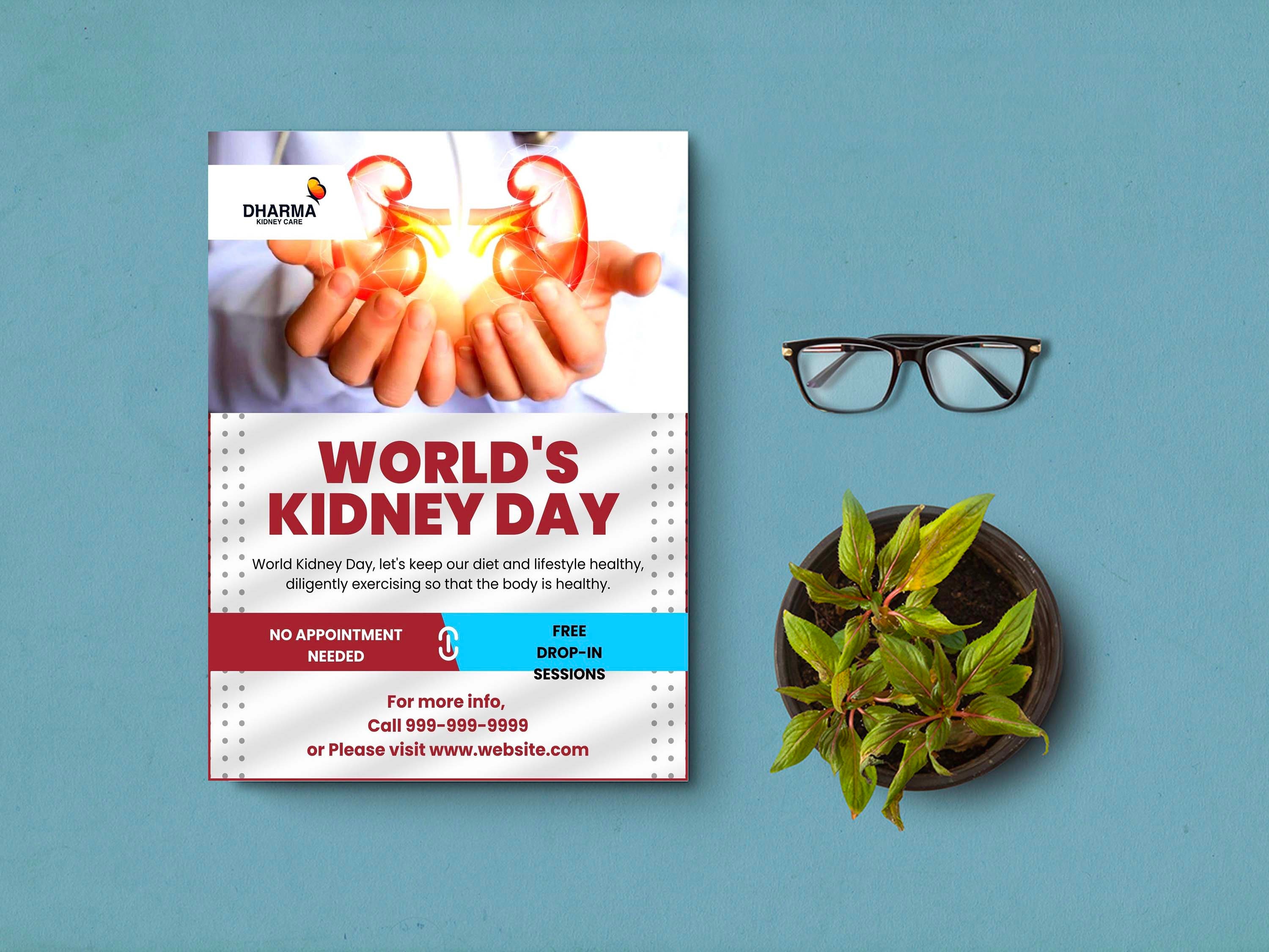 WORLD KIDNEY DAY Flyer Diy, Editable Canva Template, Printable & Social ...