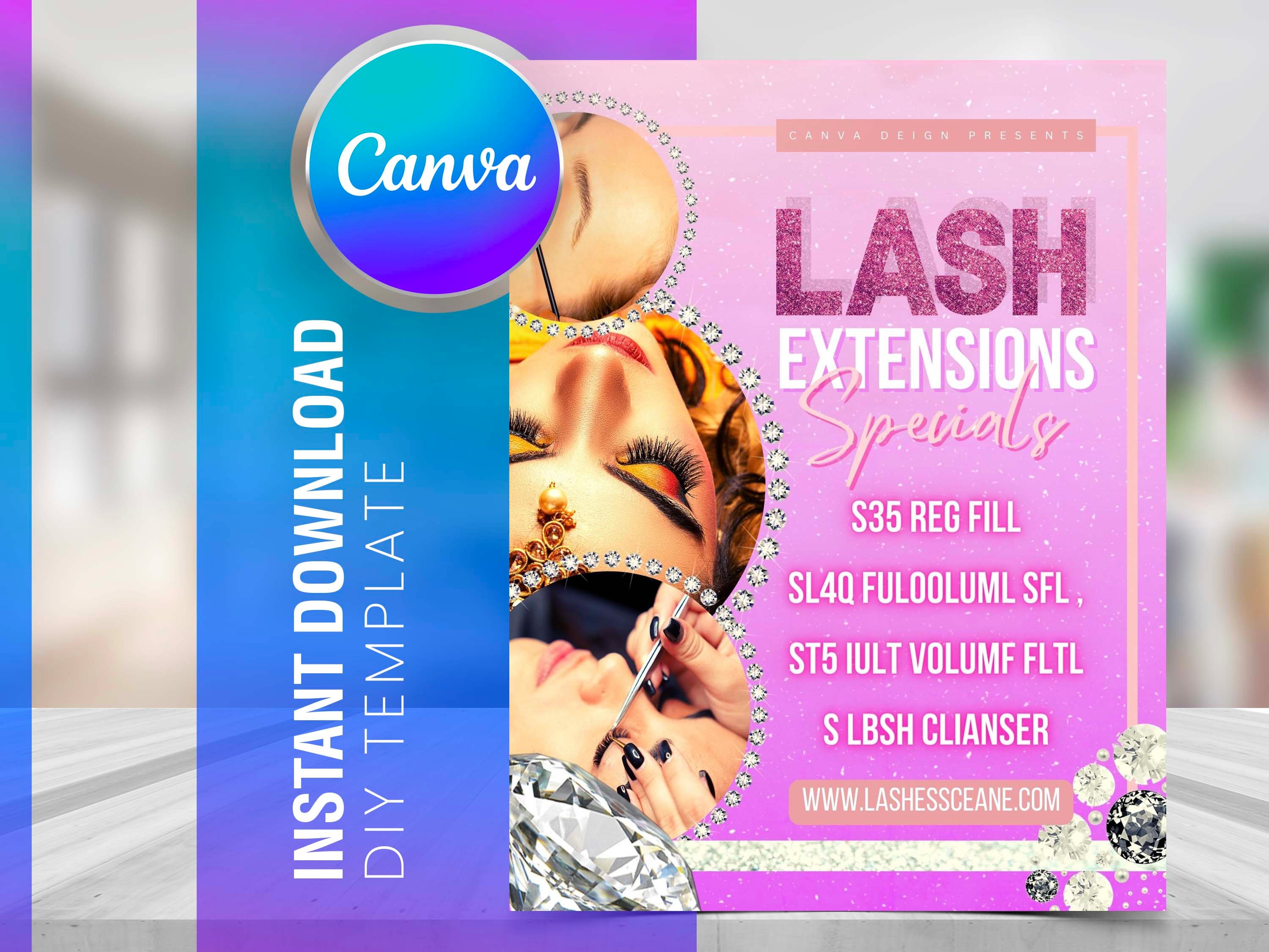 LASH EXTENSIONS FLYER , Diy Editable Canva Template, Printable & Social ...